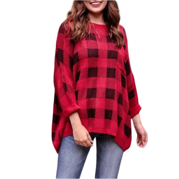 jess lea | Sweaters | Jess Lea Apple Orchard Red Buffalo Plaid ...